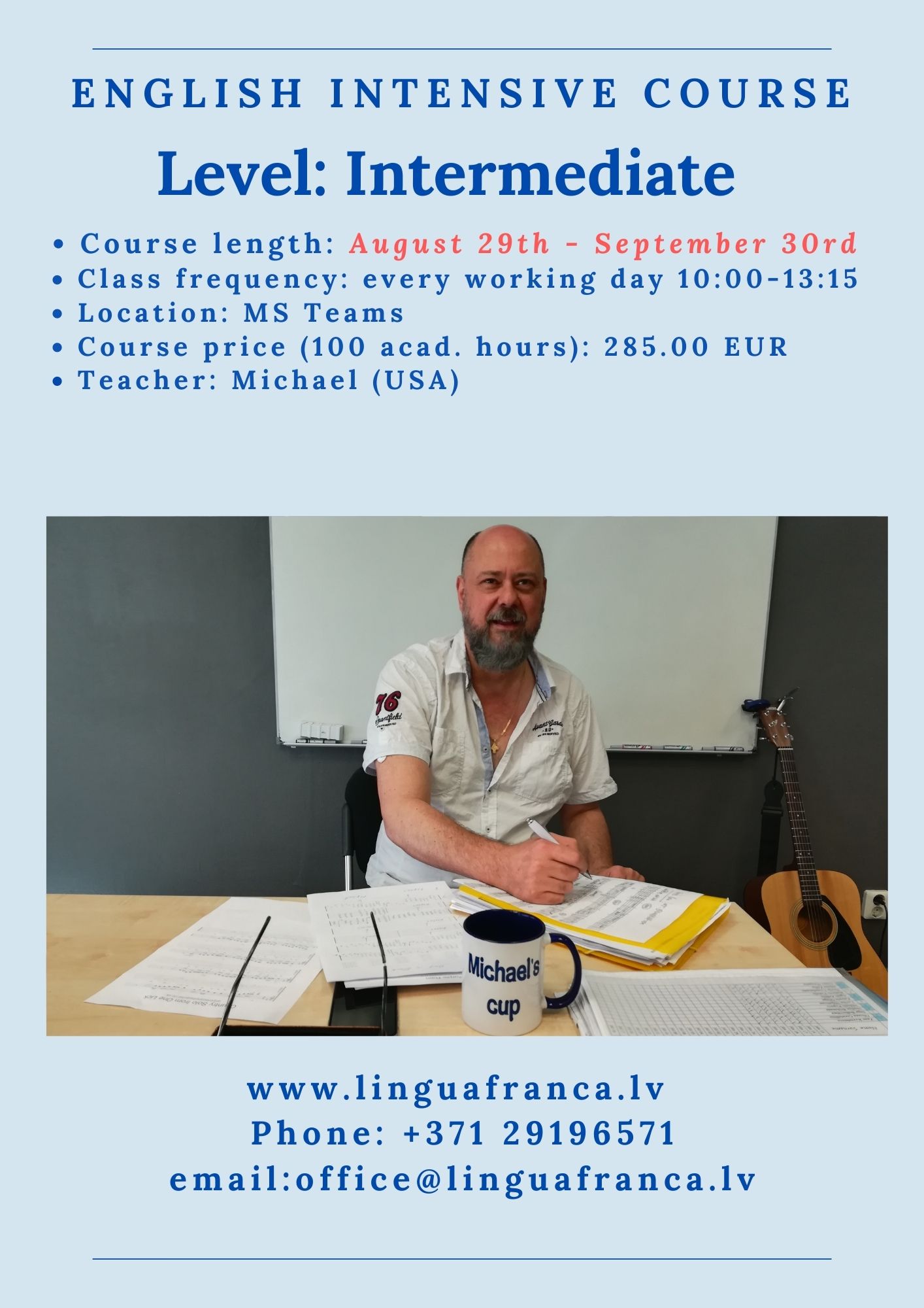 English intensive Intermediate course from August 29th | Lingua Franca